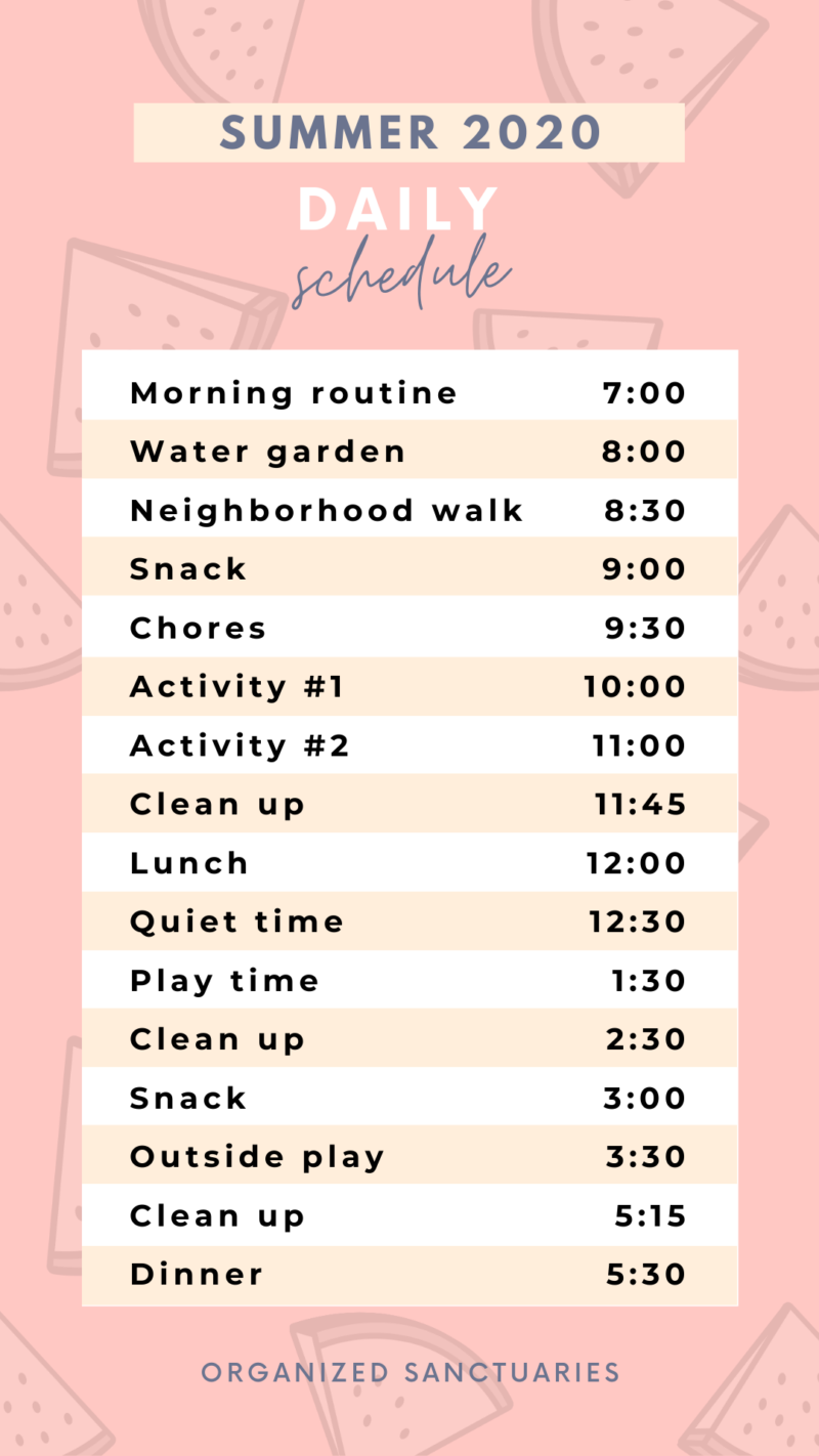 Summer 2020 - themed weeks and daily activities - Organized Sanctuaries